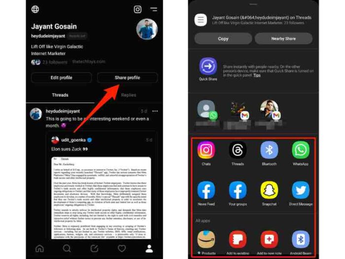 How to Copy & Share Threads Profile Link?